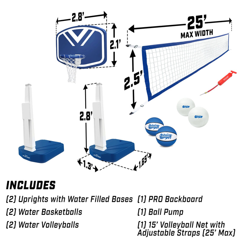 GoSports Splash Hoop 2-in-1 Pool Basketball Hoop & Volleyball Net Game
