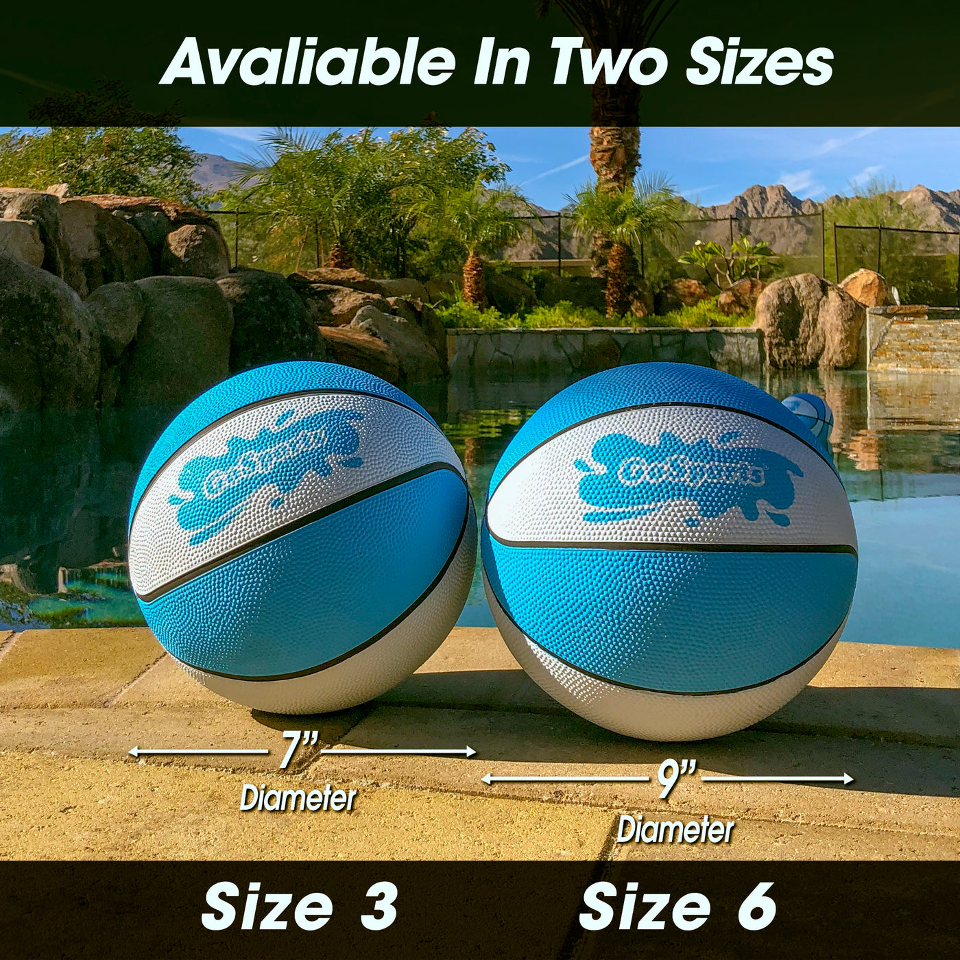 GoSports Size 3 Water Basketballs - 2-Pack - Light Blue